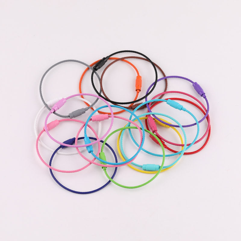 Creative color painted wire ring wire rope rotating screw key ring ...